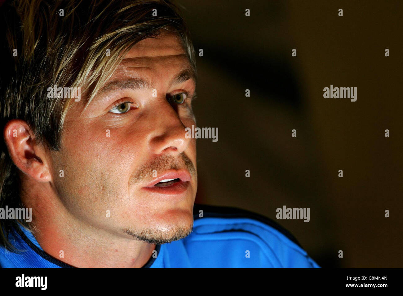 England captain David Beckham talks to the media during a press ...