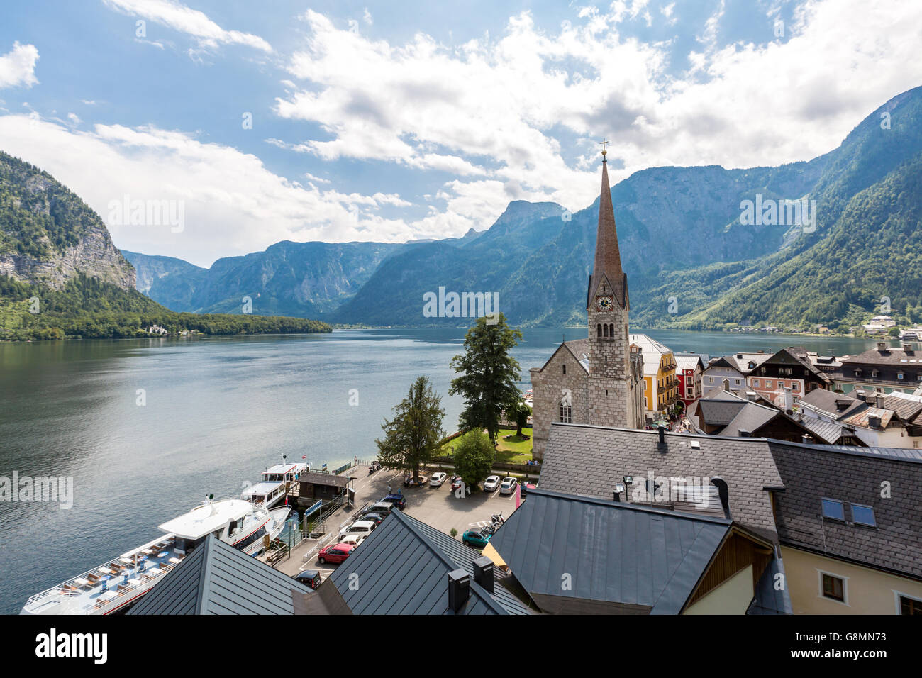 Austria Hallstatt, Classic view of Hallstat Village Stock Photo - Alamy