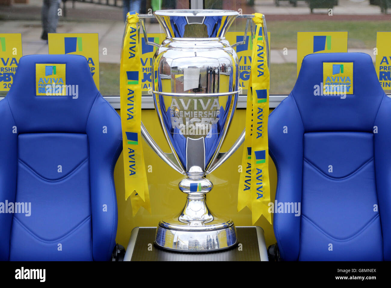 The Aviva Premiership trophy on display before the Aviva Premiership ...