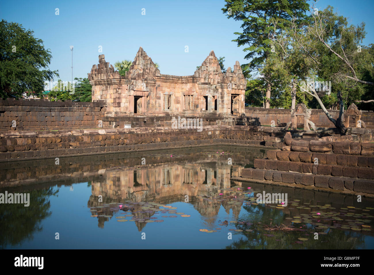 the Khmer Temple Ruins of the Prasat Muang Tam south of the city of ...