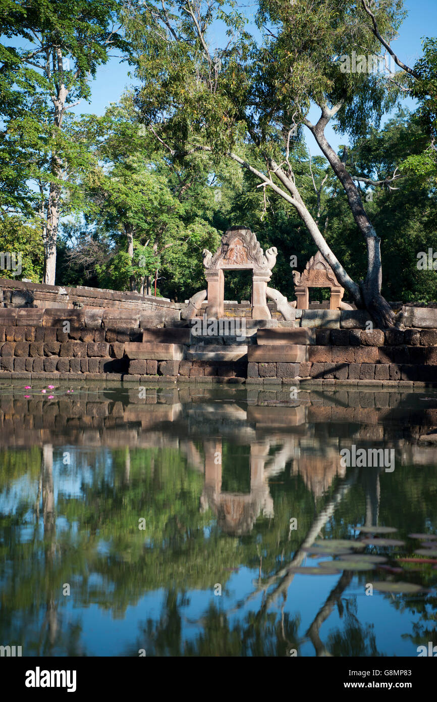 the Khmer Temple Ruins of the Prasat Muang Tam south of the city of ...