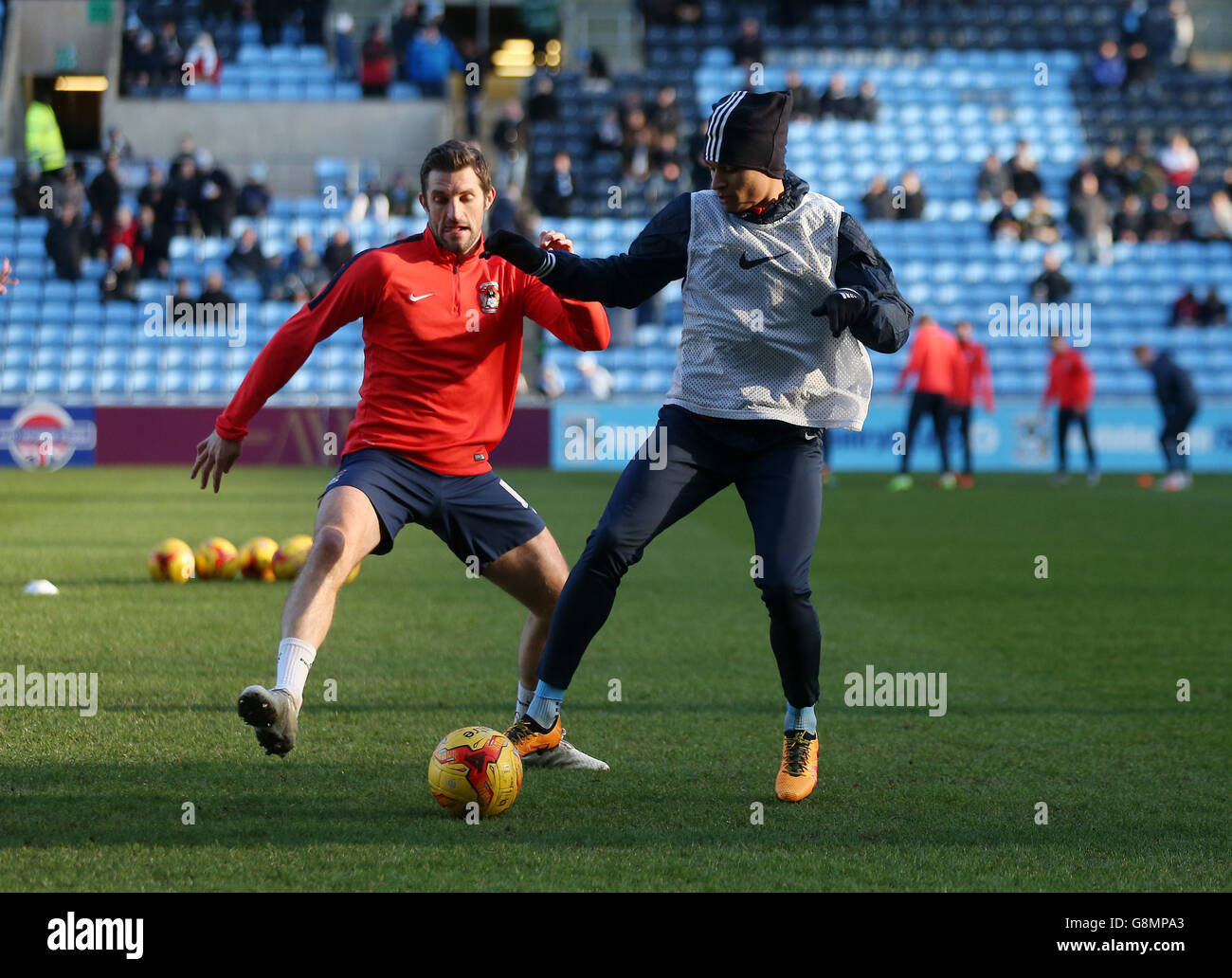 Coventry City's Sam Ricketts (left) and Jacob Murphy during the warm up ...