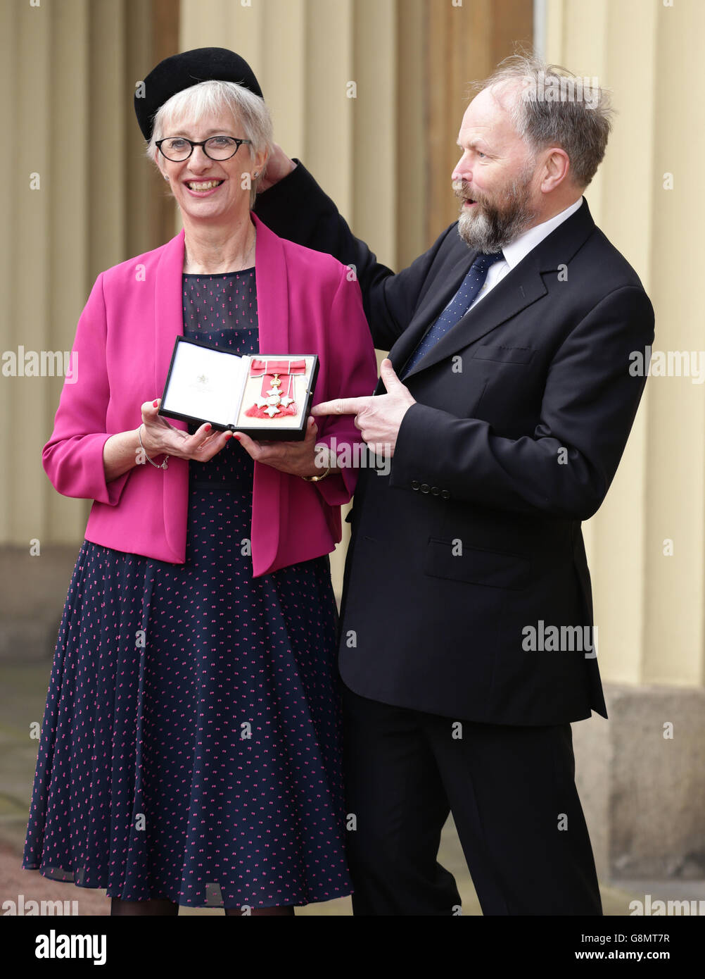 Professor Jane Anderson at Buckingham Palace, London, with husband ...