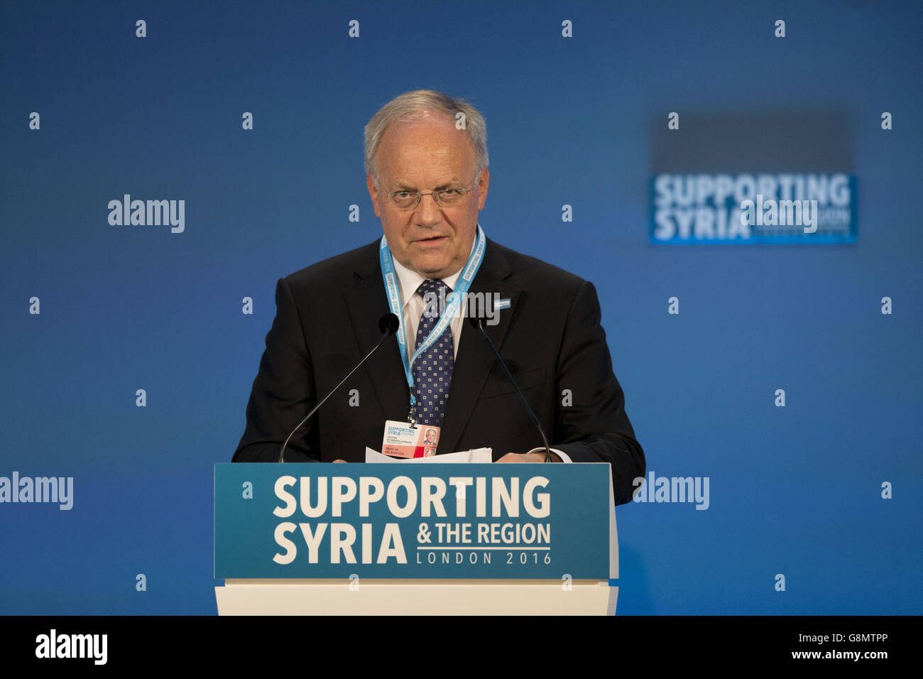 Swiss Federal President Johann Schneider-Ammann makes a pledge during ...