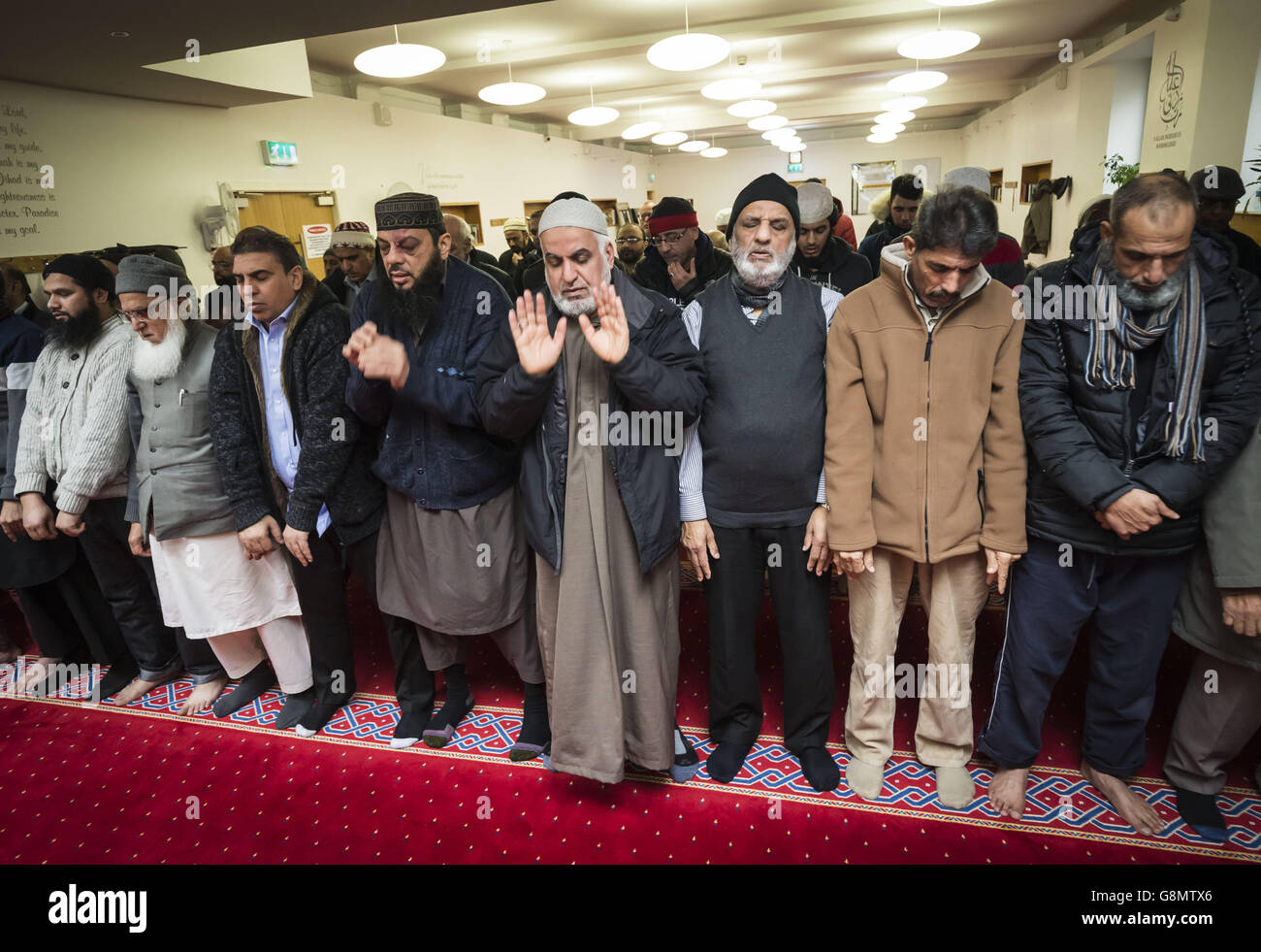 Muslims pray at the Al Furqan Islamic Centre in Glasgow, Scotland ...