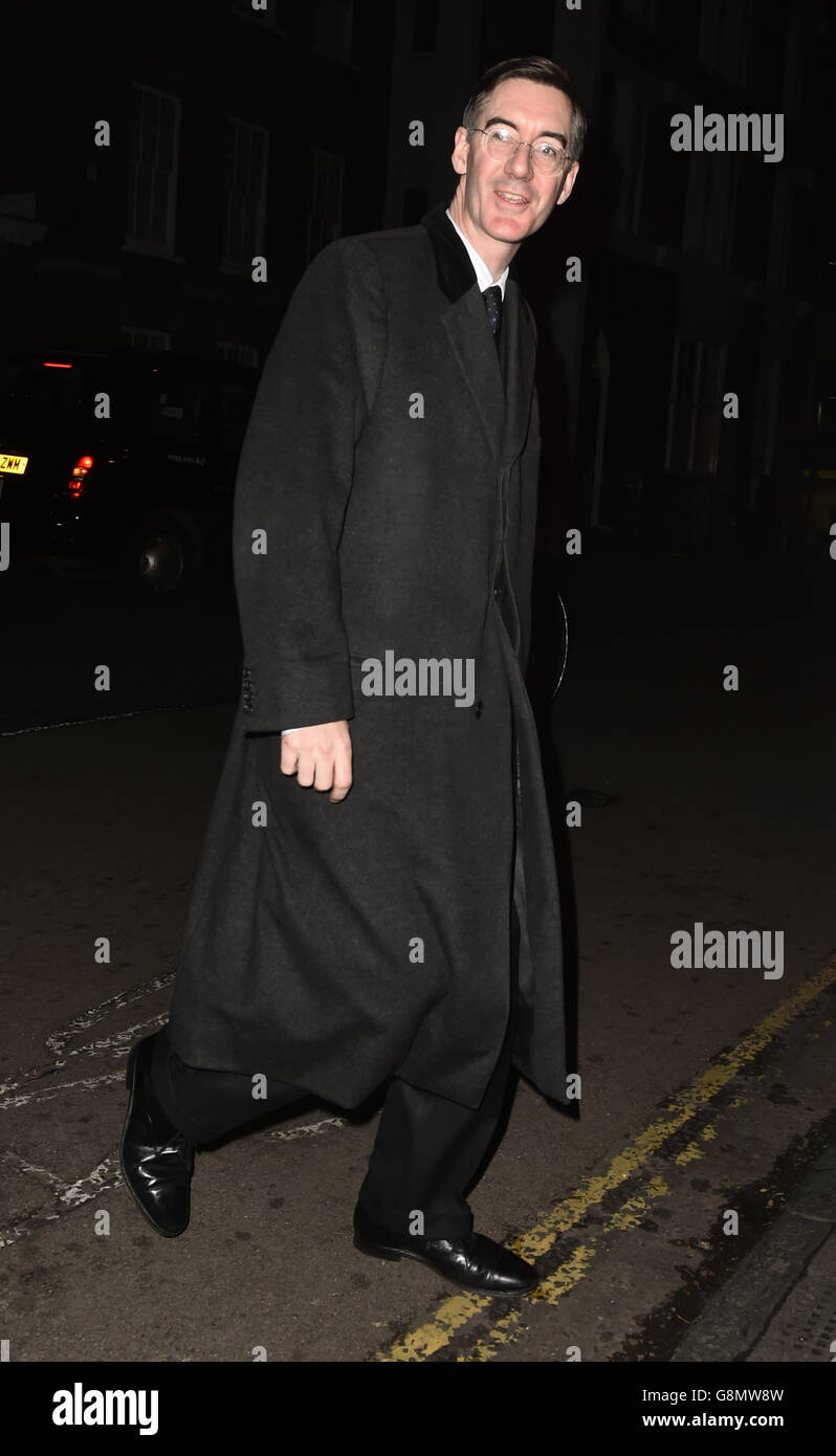 Jacob Rees Mogg MP arrives at a Conservative party Black & White Ball ...