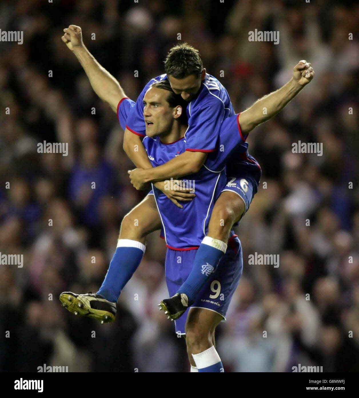 Rangers' Dado Prso (L) celebrates scoring against Famagusta with Peter ...