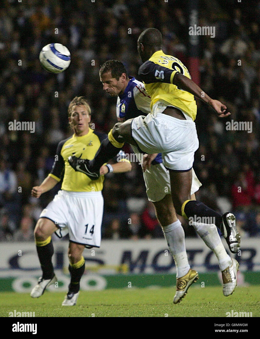 Blackburn Rovers' Shefki Kuqi (C) goes close with a header against ...