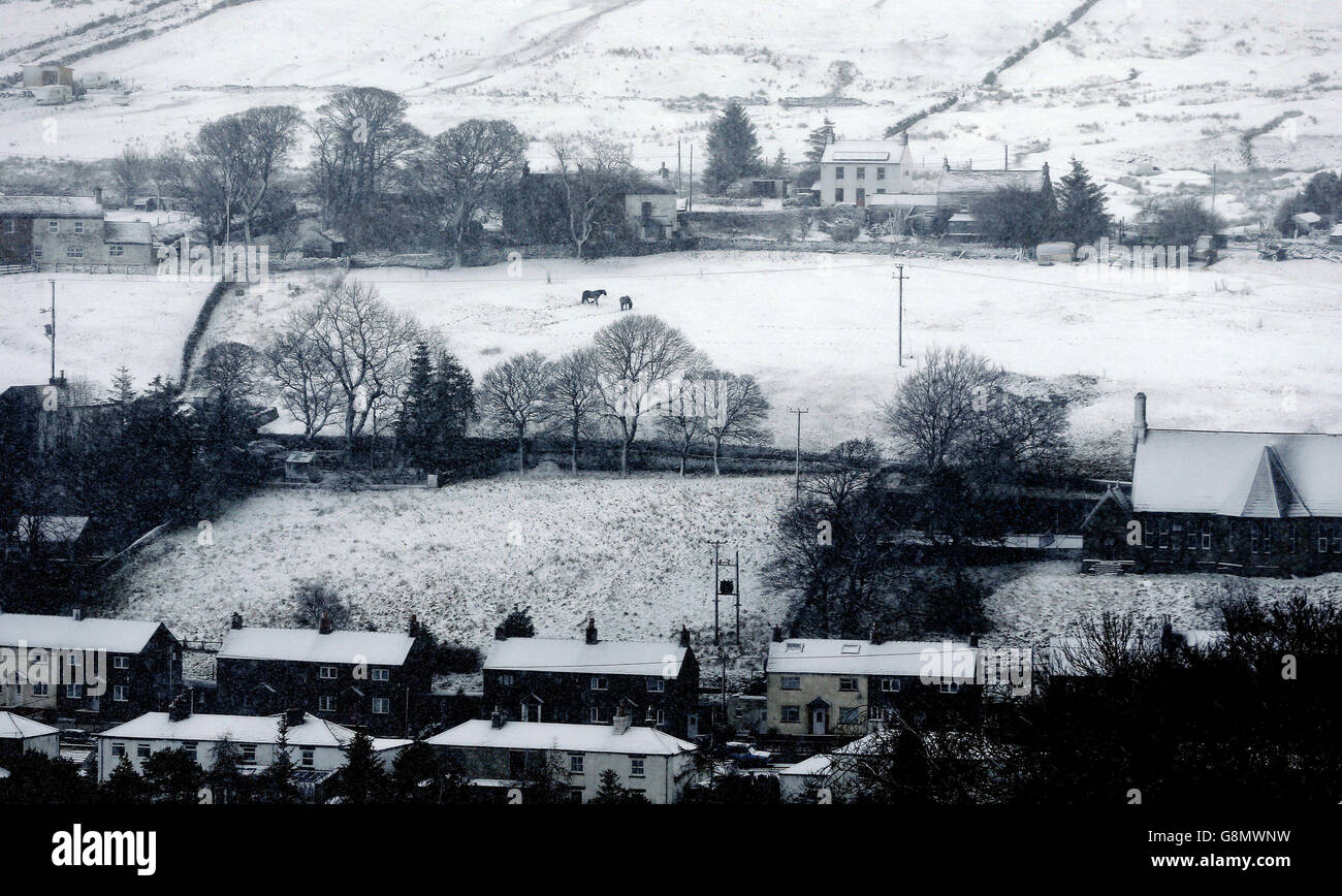 Winter returns with snow at Nenthead on the Cumbria and Northumberland ...