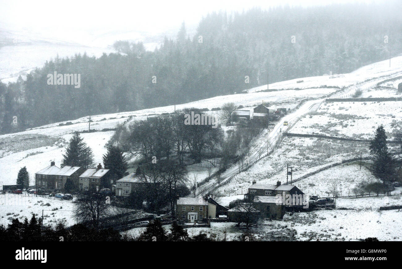 Winter returns with snow at Nenthead on the Cumbria and Northumberland ...