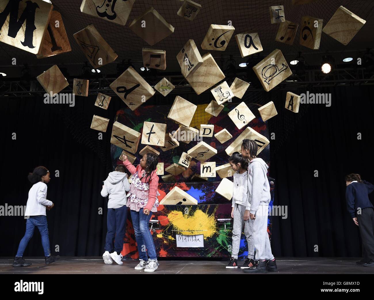 Children explore the 'Crunchem Catchem Spellem' giant satchel ...
