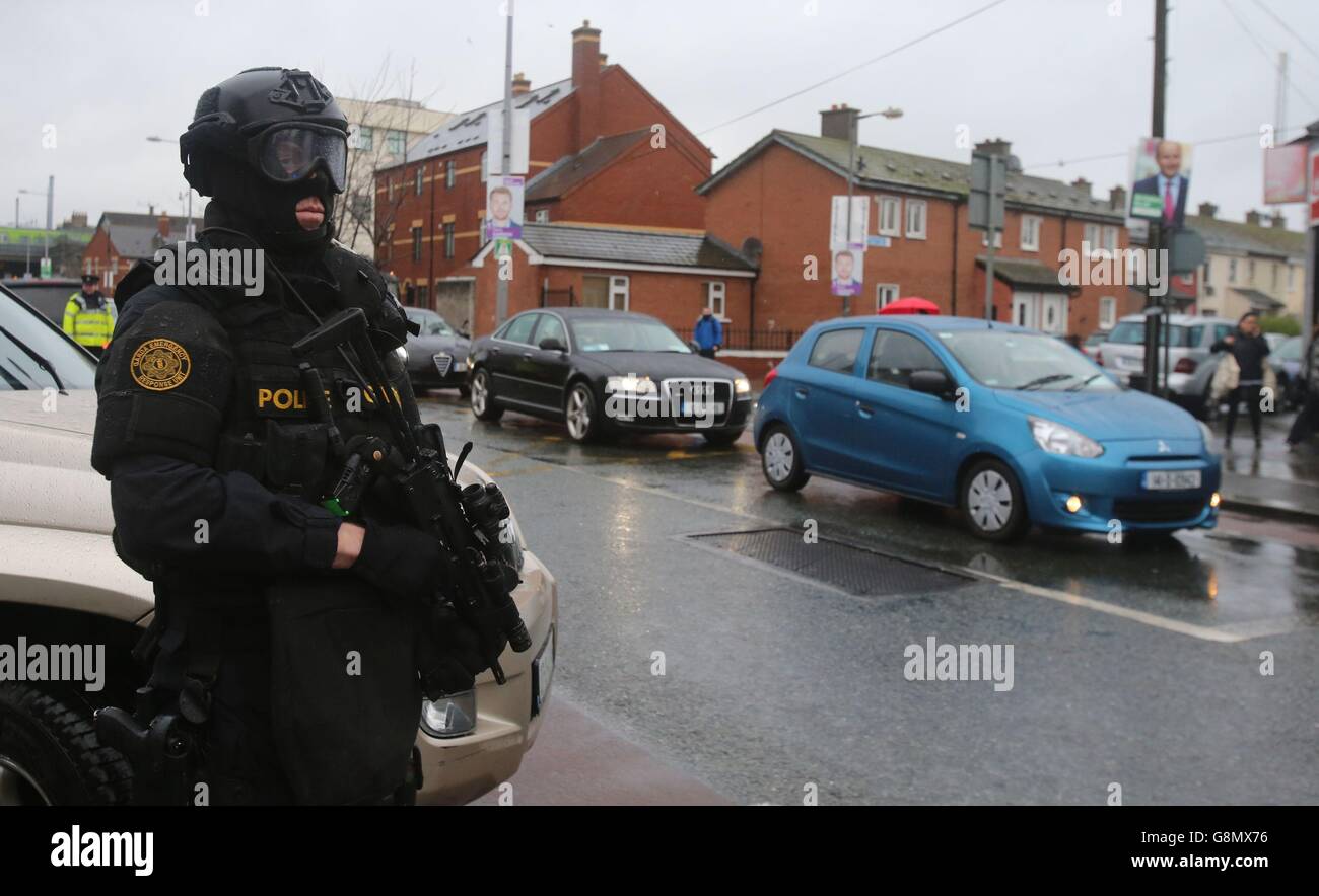 Armed Gardai from the forces Emergency Response Unit on patrol in North ...
