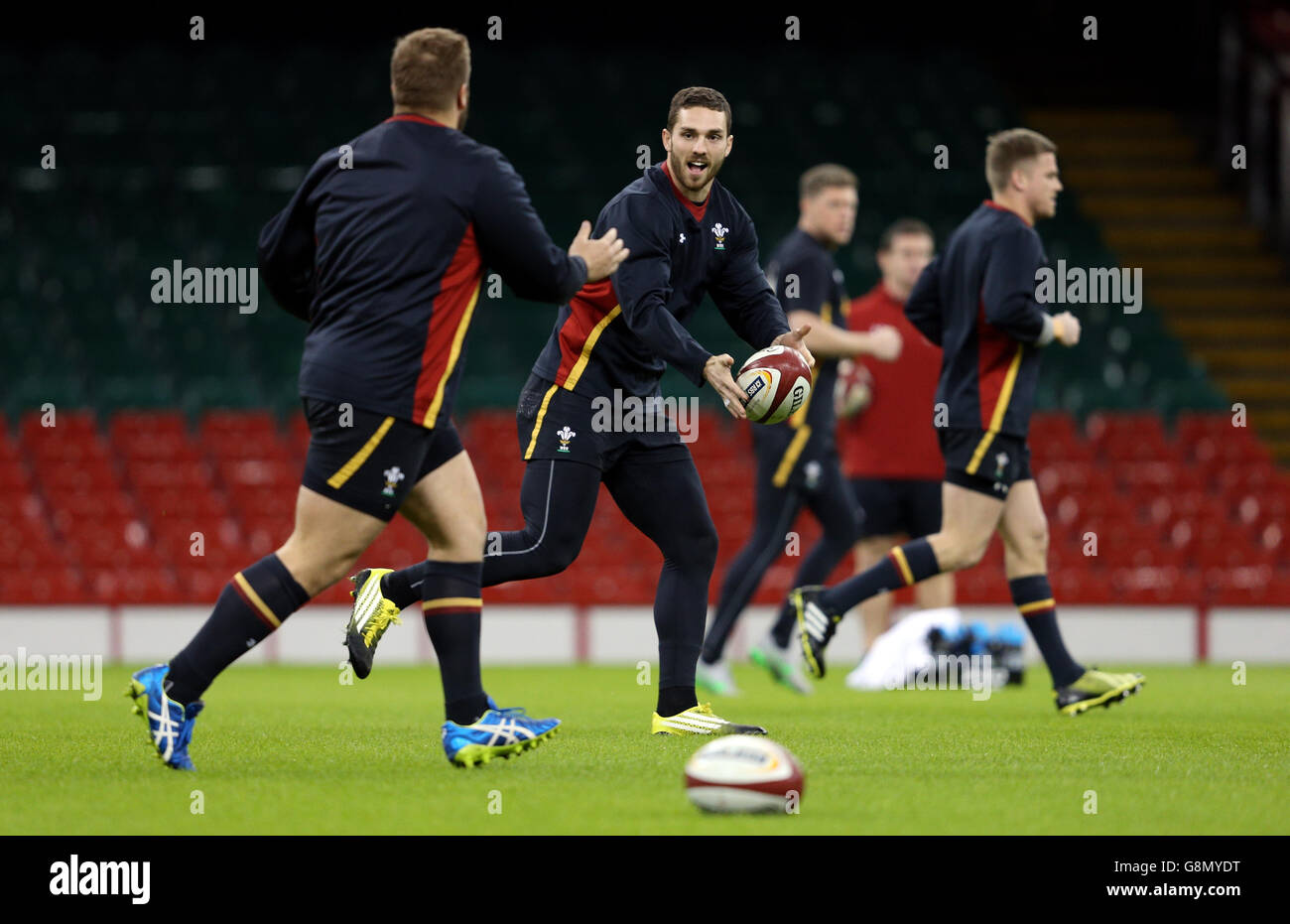Wales' George North during the Captain's Run at the Principality ...