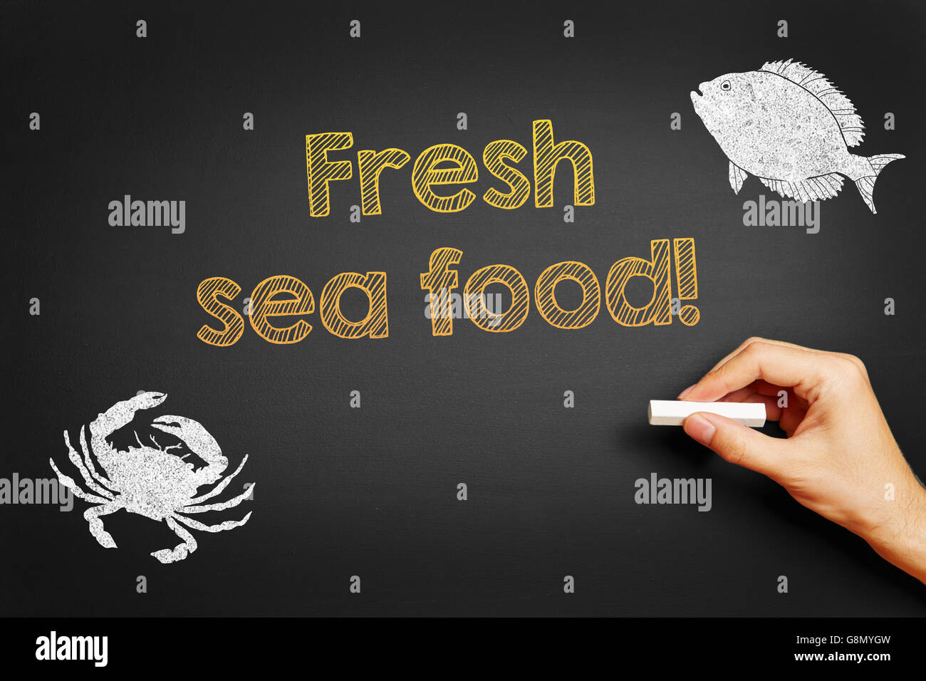 Chalkboard drawing fish hi-res stock photography and images - Alamy