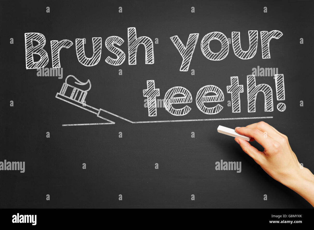 Brush Your Teeth Sign On Chalkboard