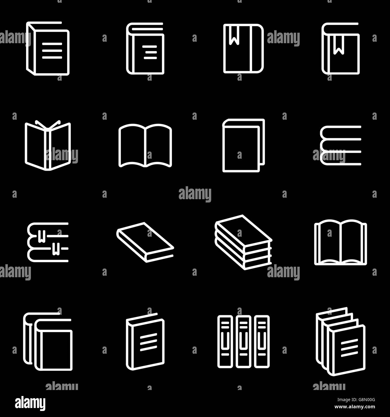 Vector line book icon set Stock Vector Image & Art - Alamy