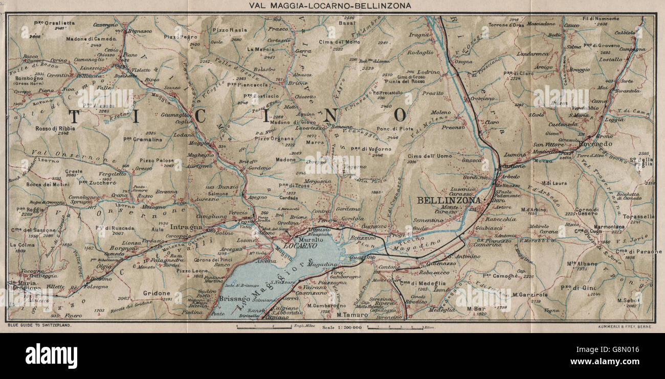 VAL MAGGIA-LOCARNO-BELLINZONA. Ticino Lake Maggiore Cardada. Vintage ...