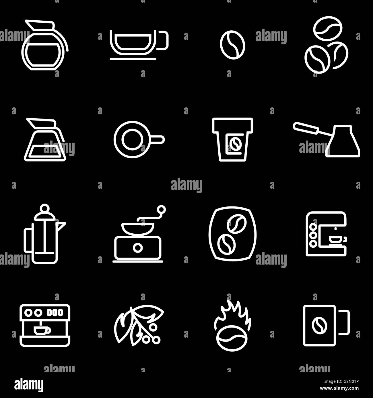 Vector line coffee icon set Stock Vector Image & Art - Alamy