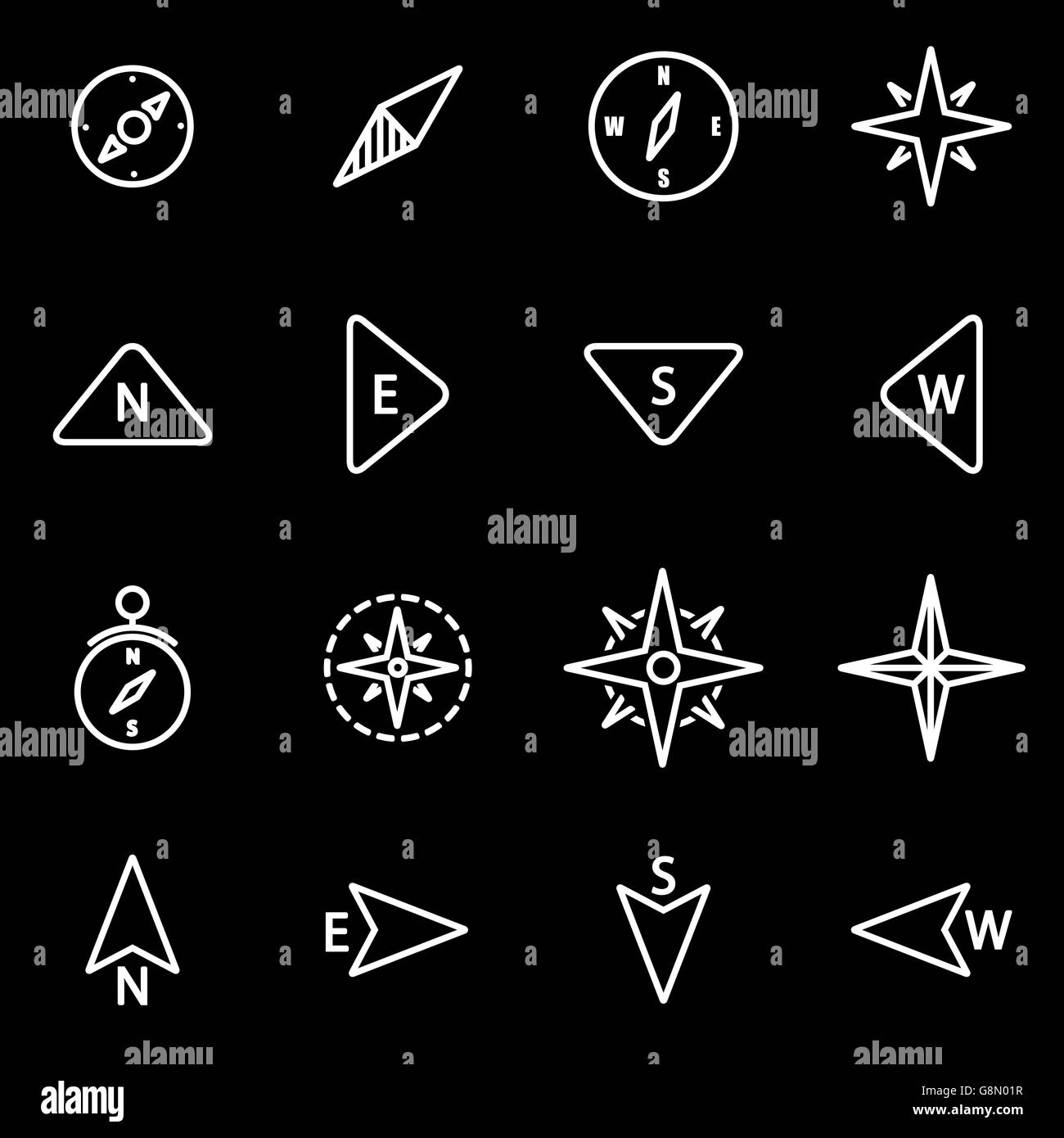 Vector line compass icon set Stock Vector Image & Art - Alamy