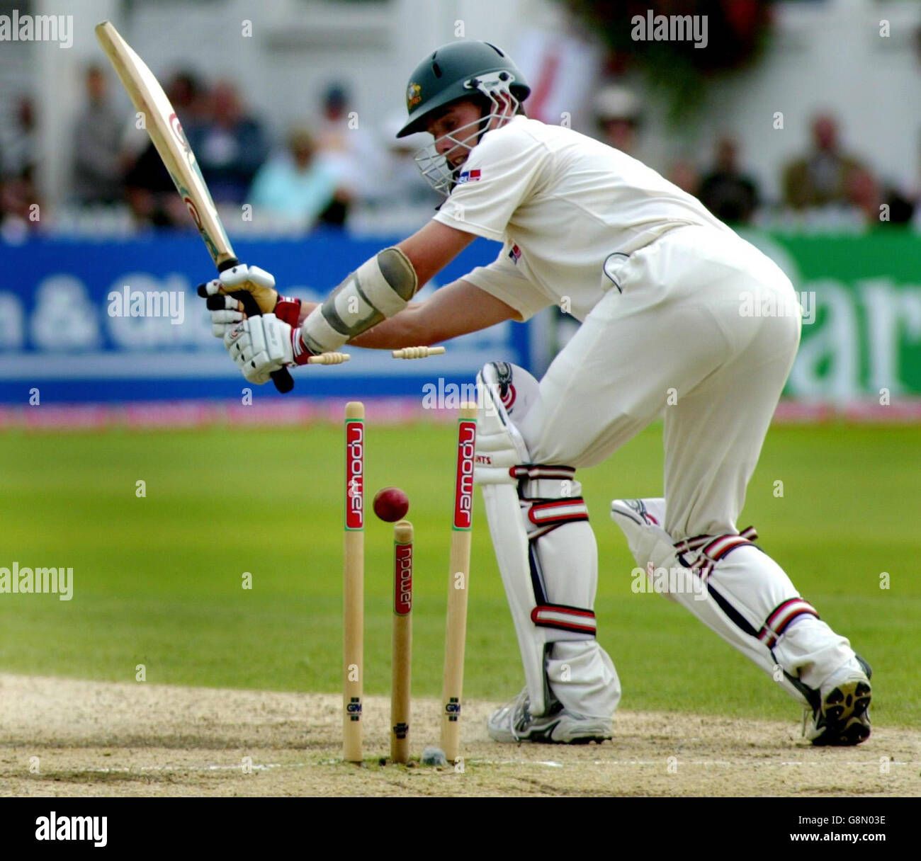 Australia's Shaun Tait is bowled by England's Steve Harmison during the ...