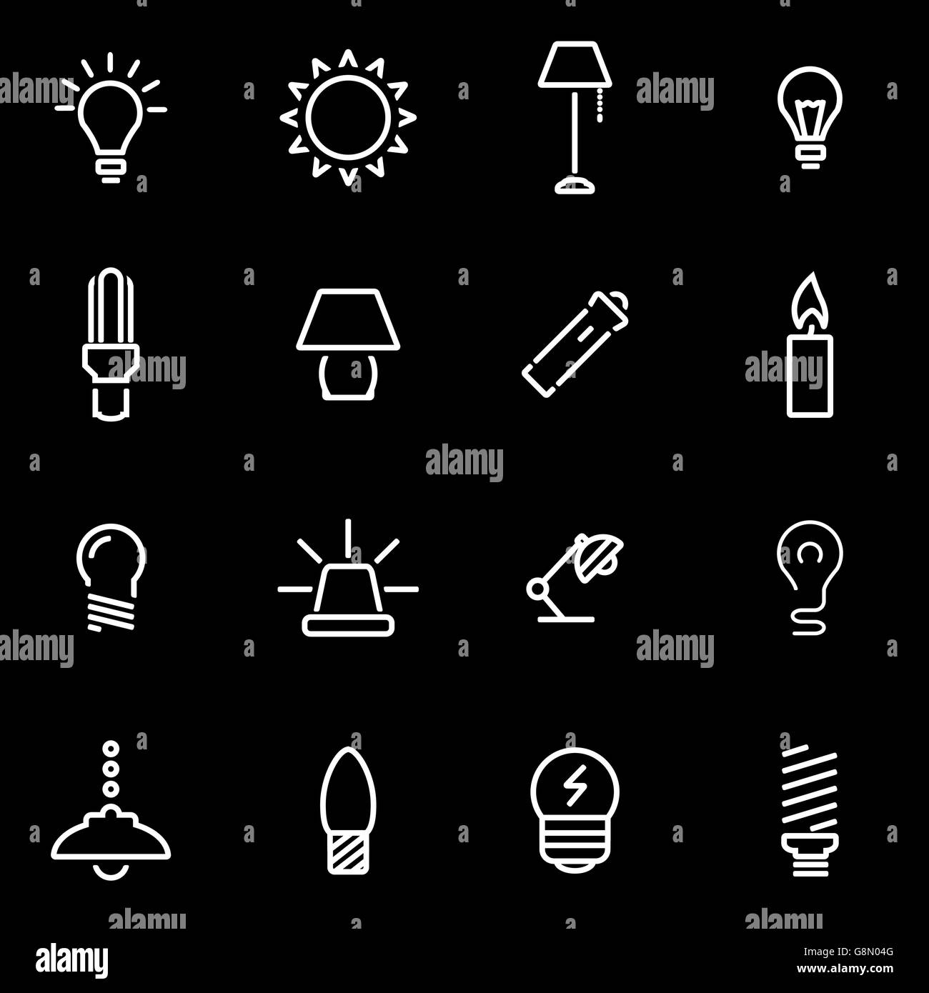 Vector line light icon set Stock Vector Image & Art - Alamy