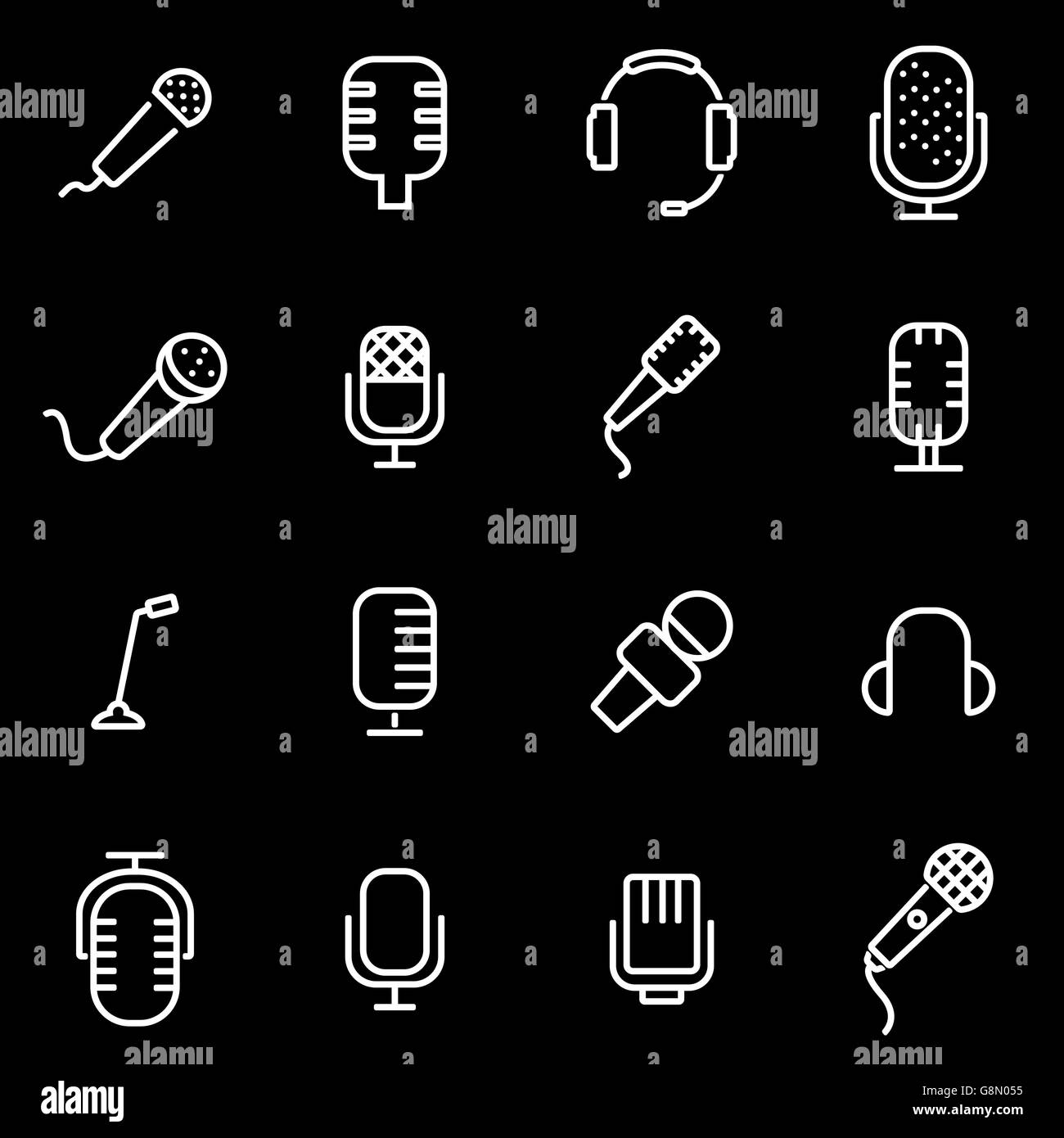 Vector line microphone icon set Stock Vector Image & Art - Alamy