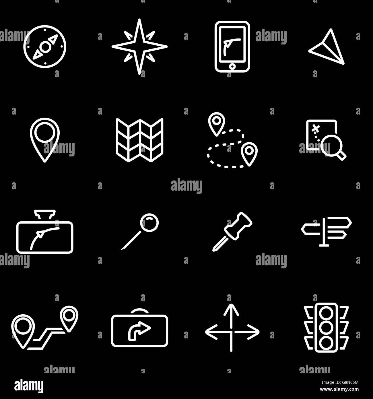 Vector line navigation icon set Stock Vector Image & Art - Alamy