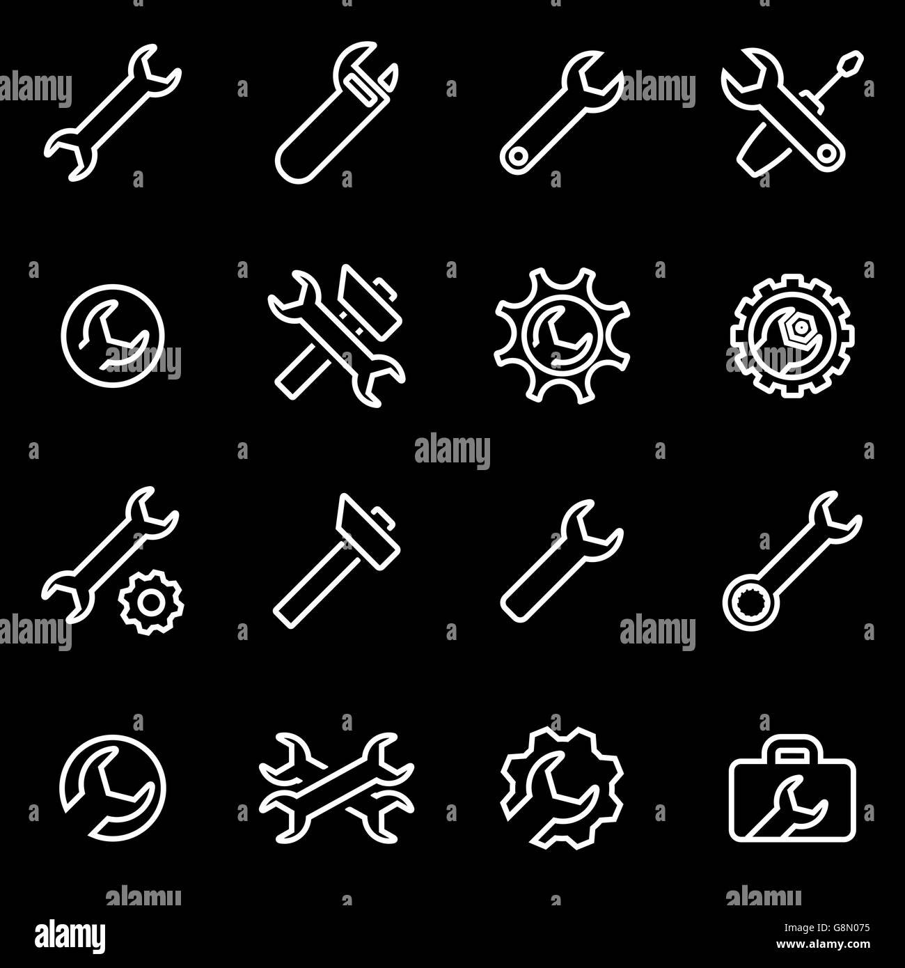 Vector line settings wrench icon set Stock Vector Image & Art - Alamy