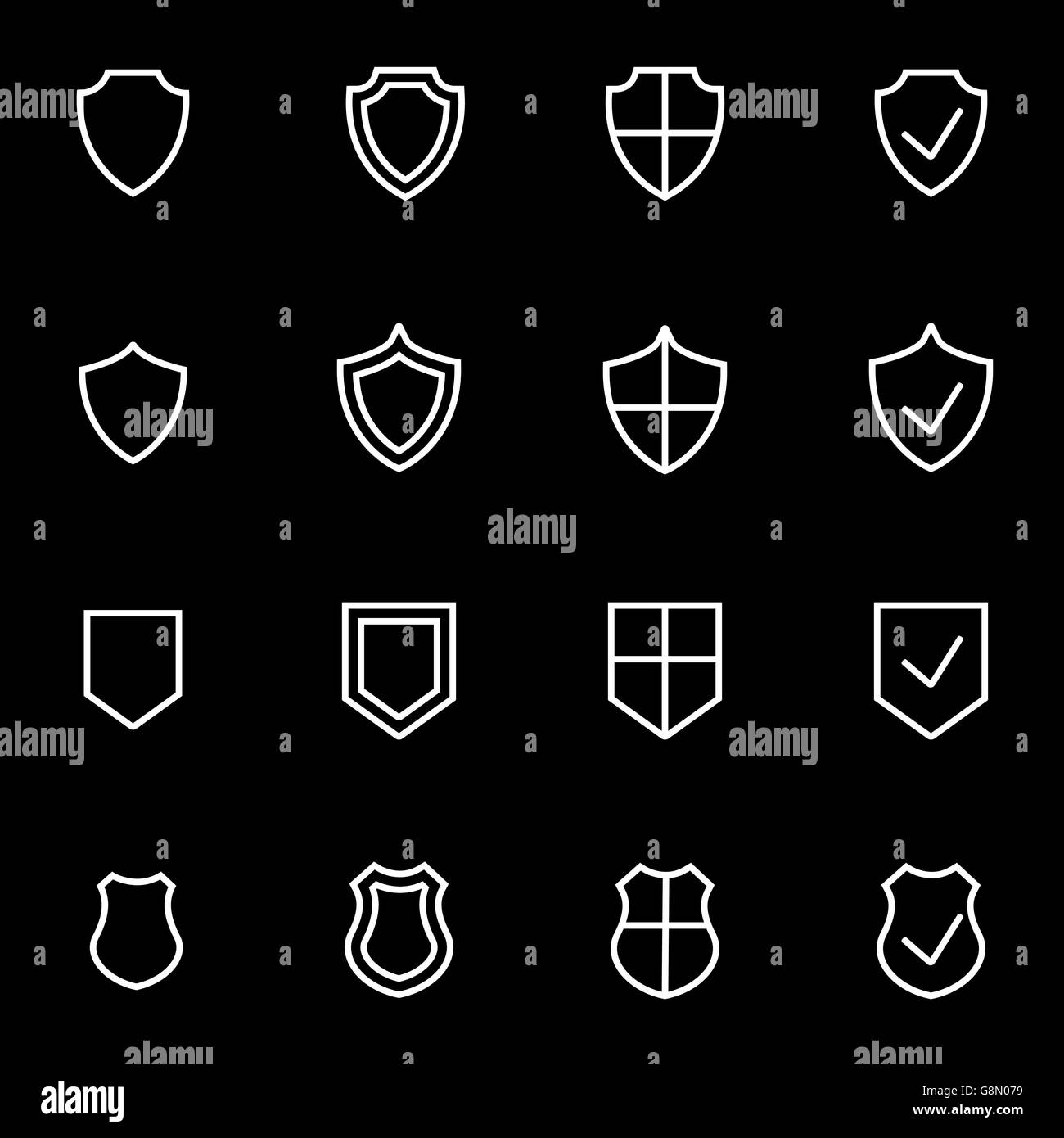 Vector line shield icon set Stock Vector Image & Art - Alamy