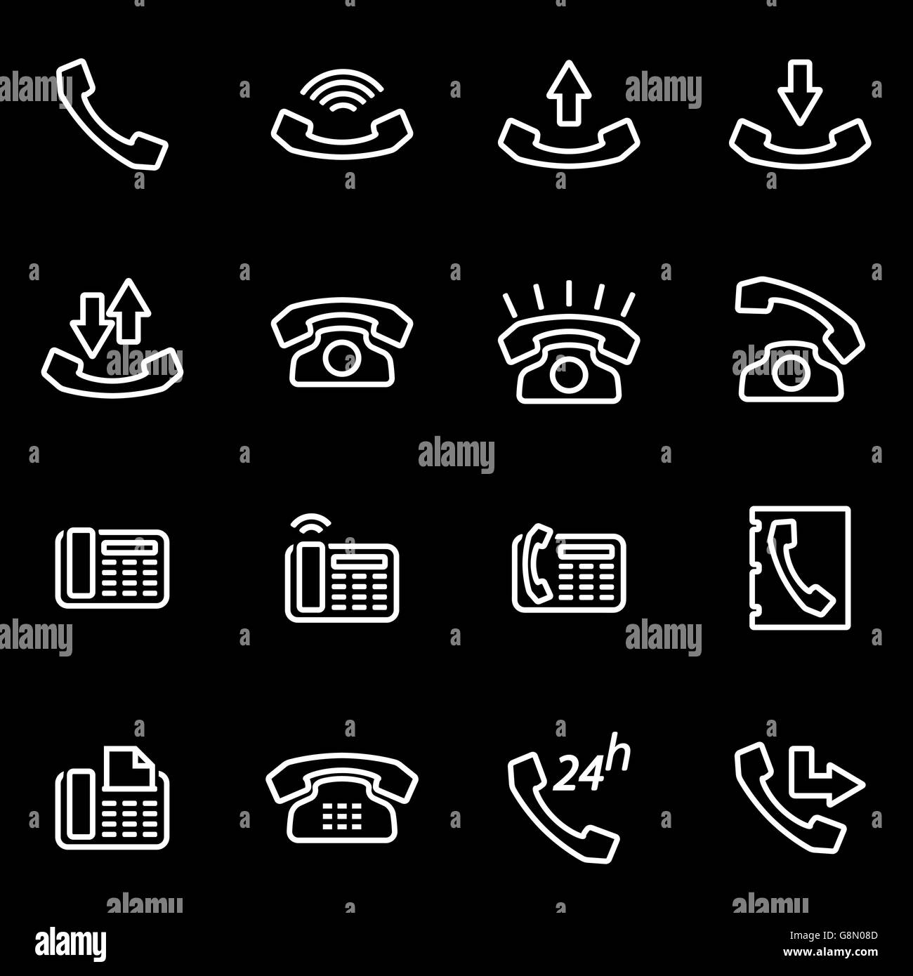 Vector line telephone icon set Stock Vector Image & Art - Alamy