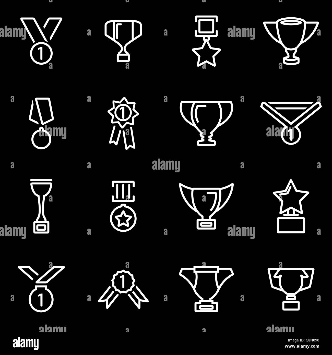 Trophy line vector icons Black and White Stock Photos & Images - Alamy