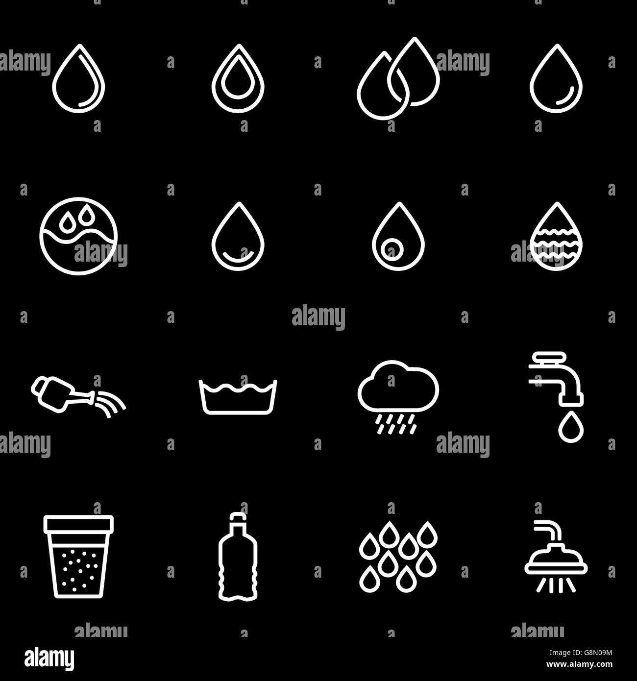 Vector line water icon set Stock Vector Image & Art - Alamy
