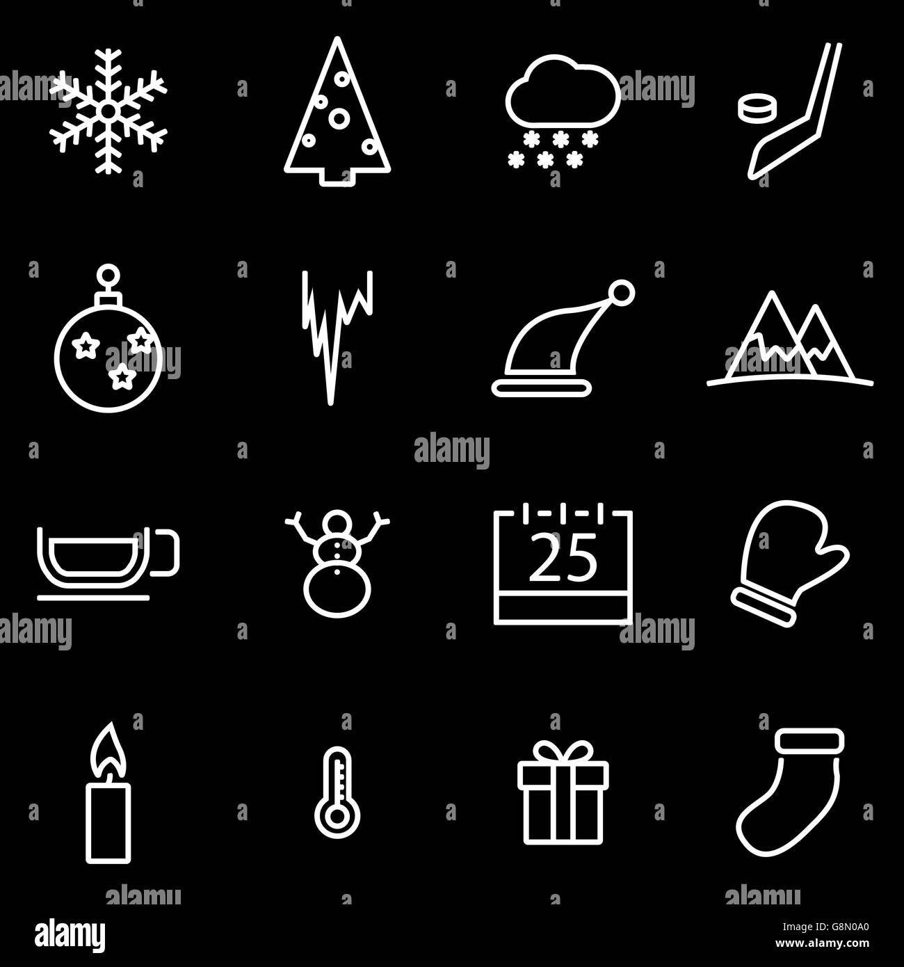 Winter decoration vector line Black and White Stock Photos & Images - Alamy