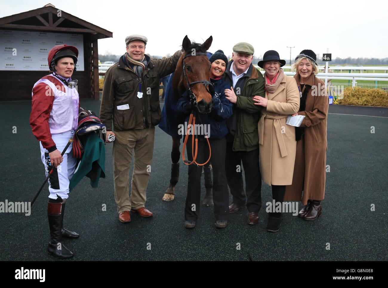 The winning connections of Violet Dancer including jockey Jamie Moore ...