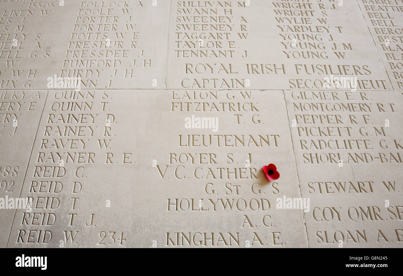 General view of the newly cleaned and replaced name panels on the ...