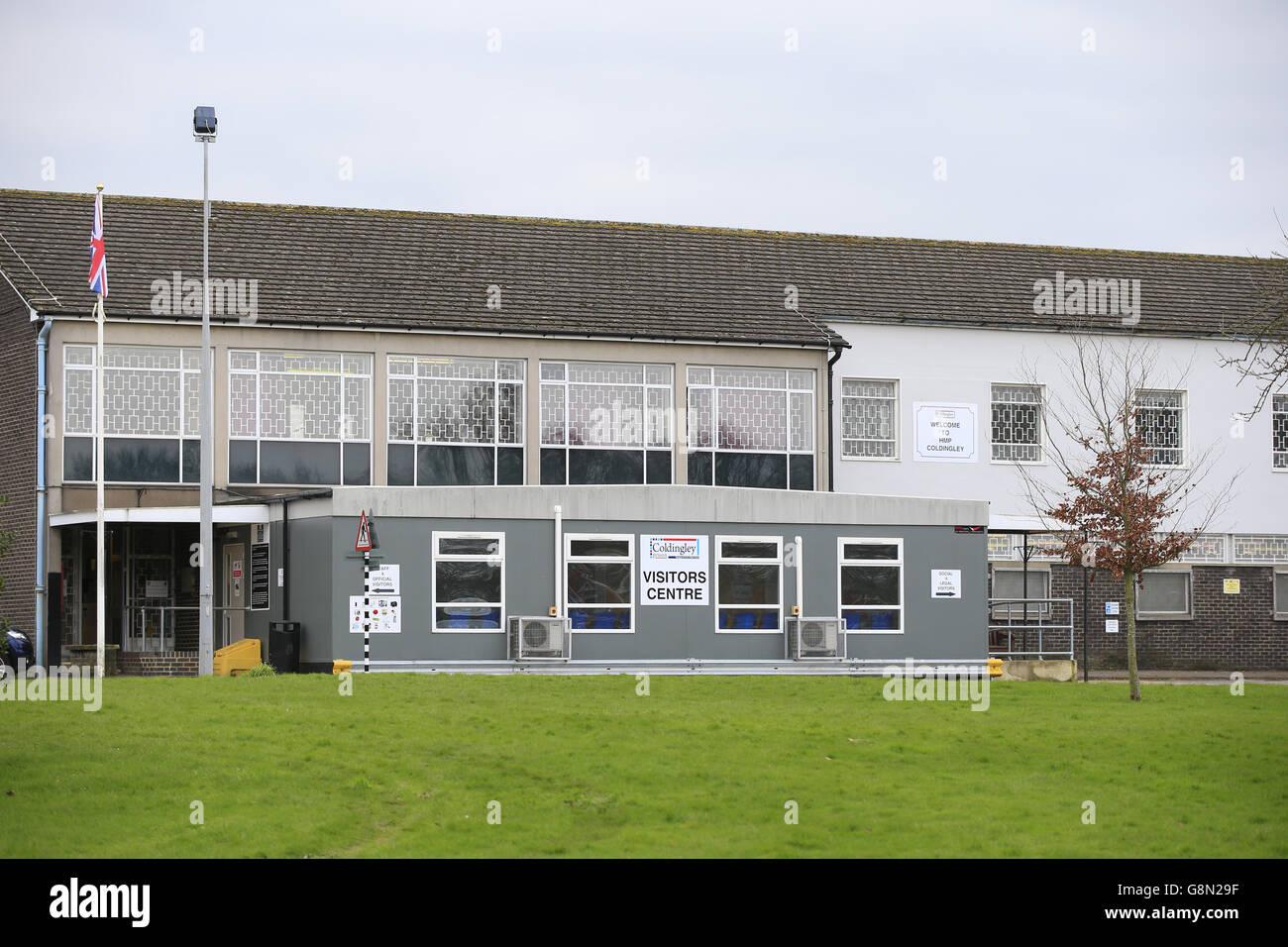 An exterior view of the visitors' centre at HMP Coldingley, a Category ...