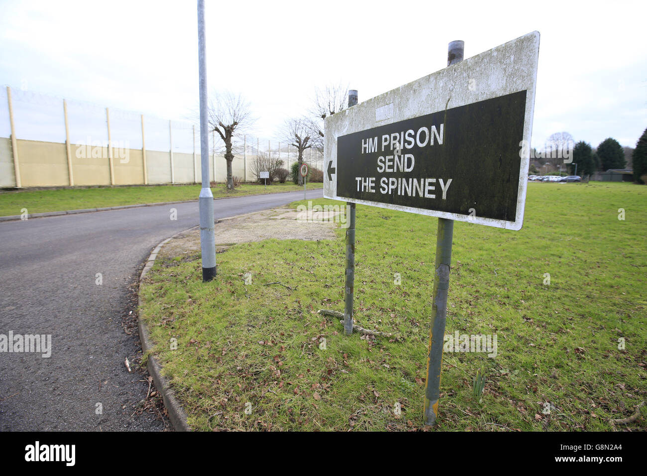 A sign outside HMP Send, a Female Training Prison in Send, Surrey Stock ...