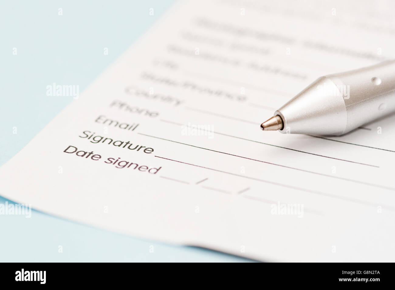 Business Contract Pen and Paper Ready for Signature Stock Photo - Alamy