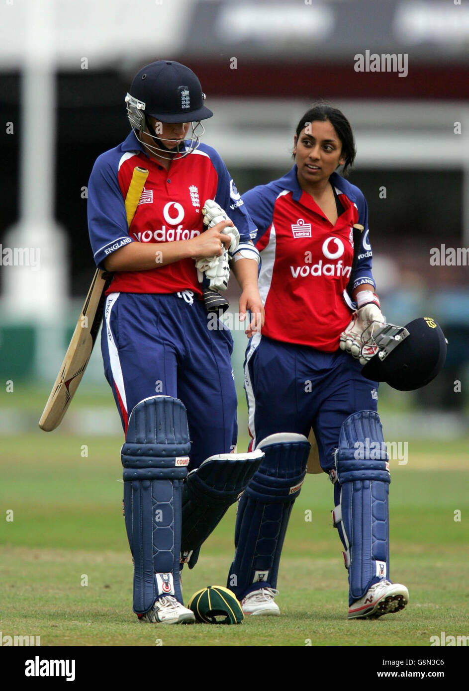 England captain Clare Connor (L) is consoled by Isa Guha after losing ...