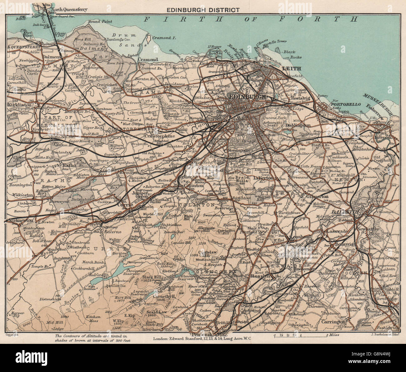 EDINBURGH DISTRICT. Leith Dalkeith. Vintage map. Scotland. STANFORD ...