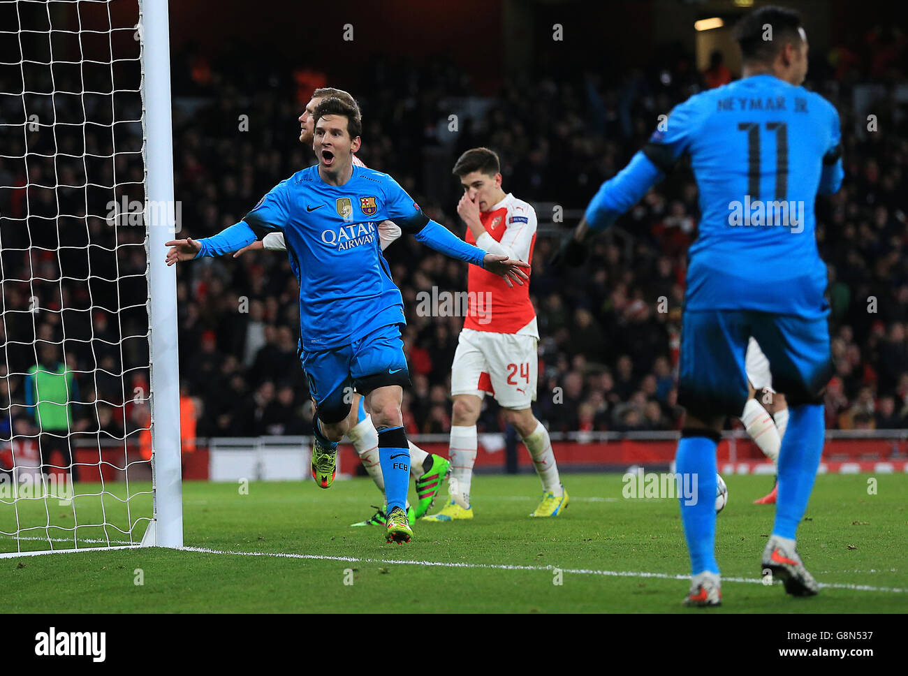 Barcelona's Lionel Messi after scoring his sides first goal of the game ...