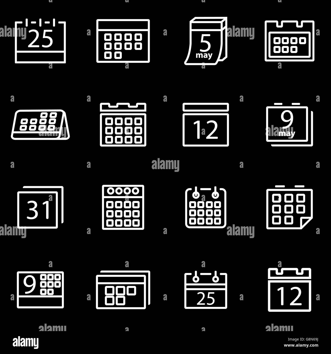 Vector line calendar icon set Stock Vector Image & Art - Alamy