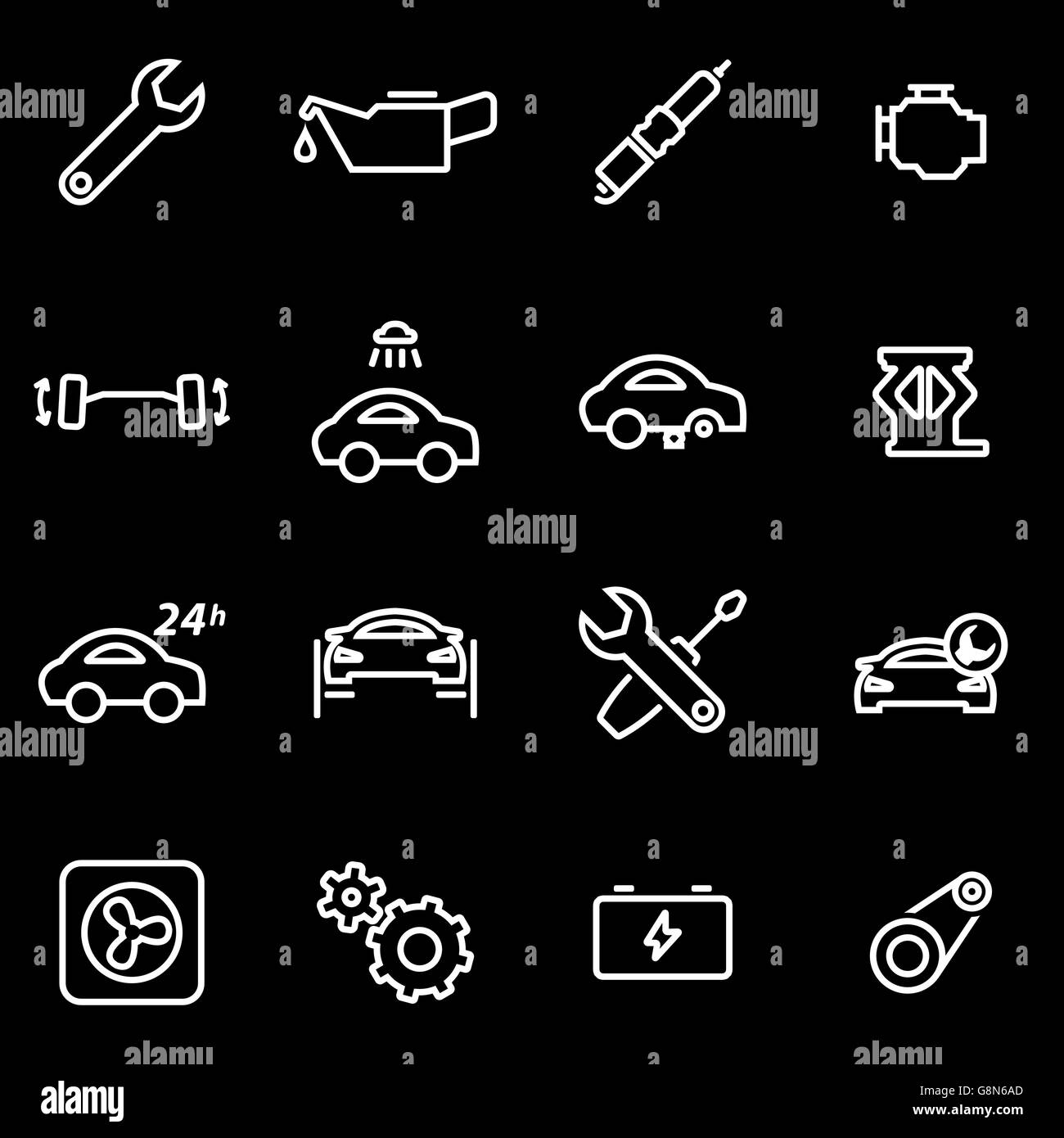 Vector line car service icon set Stock Vector Image & Art - Alamy