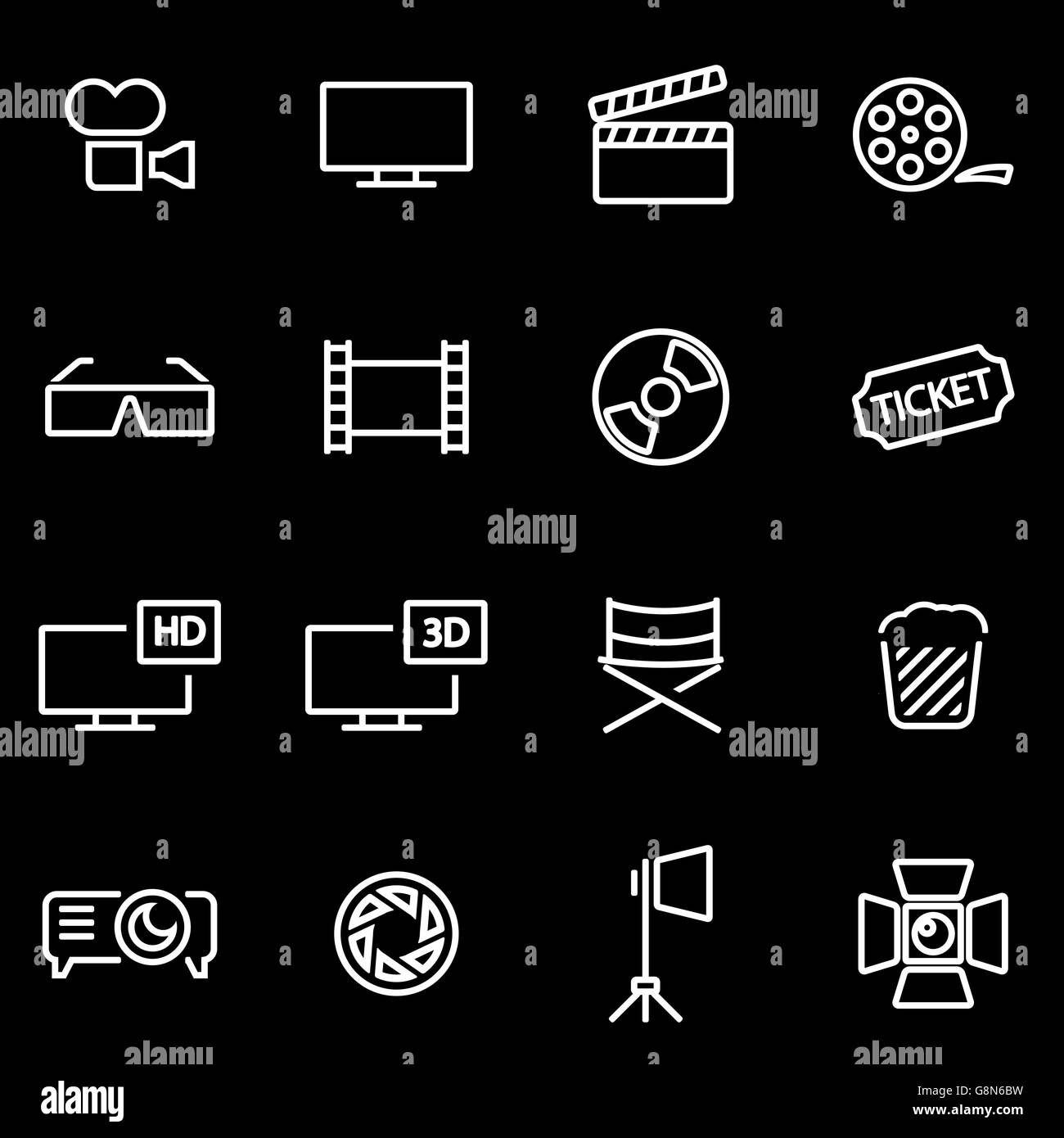 Vector line cinema icon set Stock Vector Image & Art - Alamy