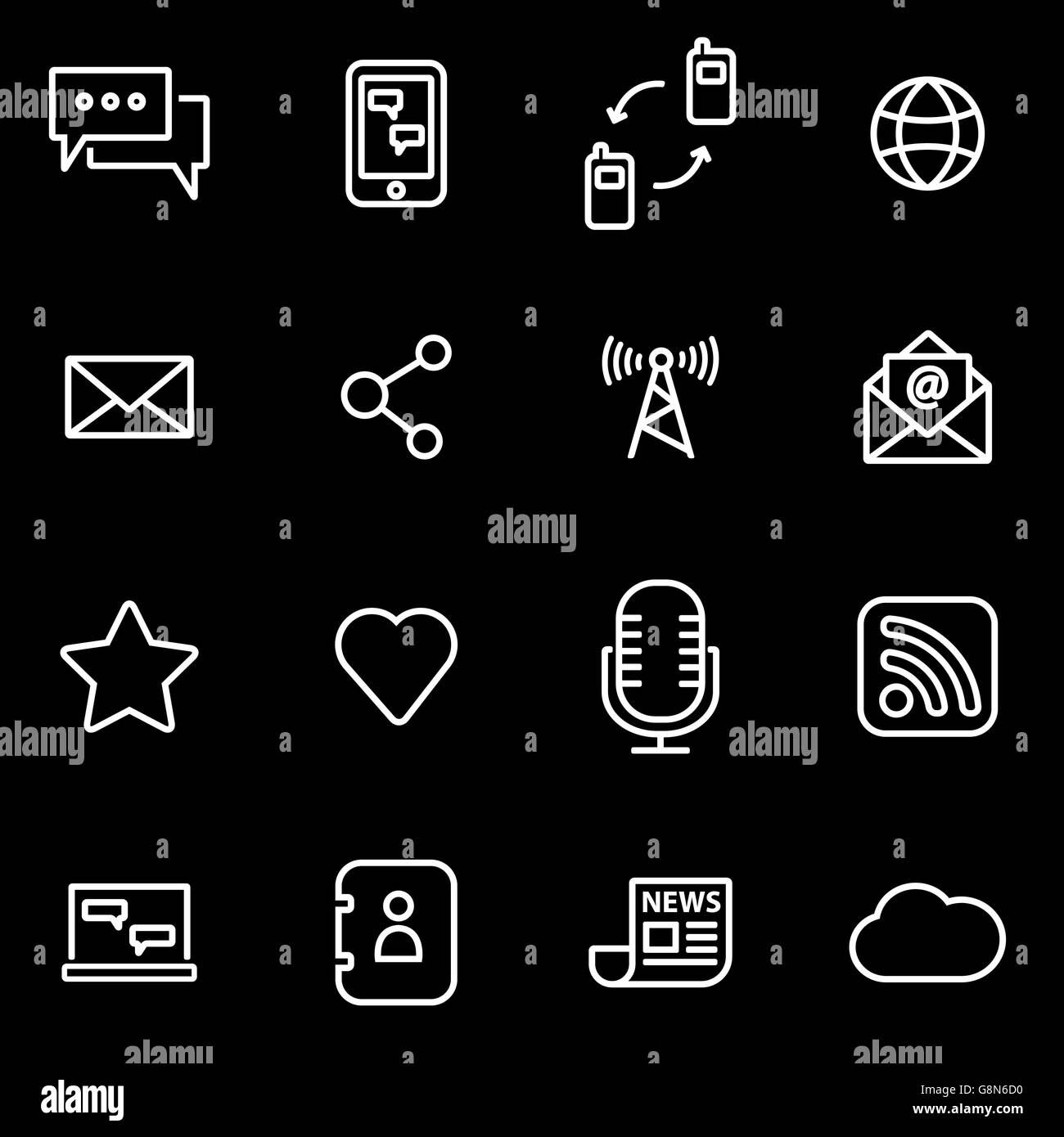 Vector line communication icon set Stock Vector Image & Art - Alamy
