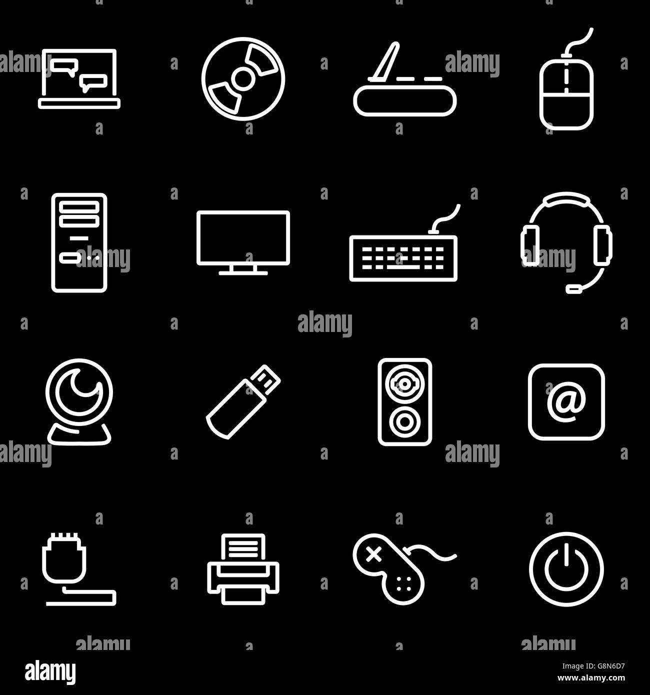 Vector line computer icon set Stock Vector Image & Art - Alamy