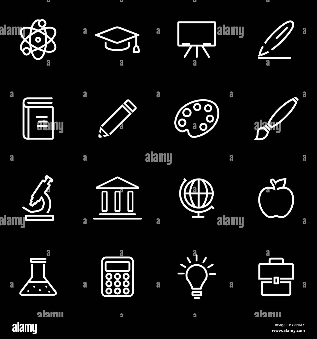Thin line icons knowledge Black and White Stock Photos & Images - Alamy