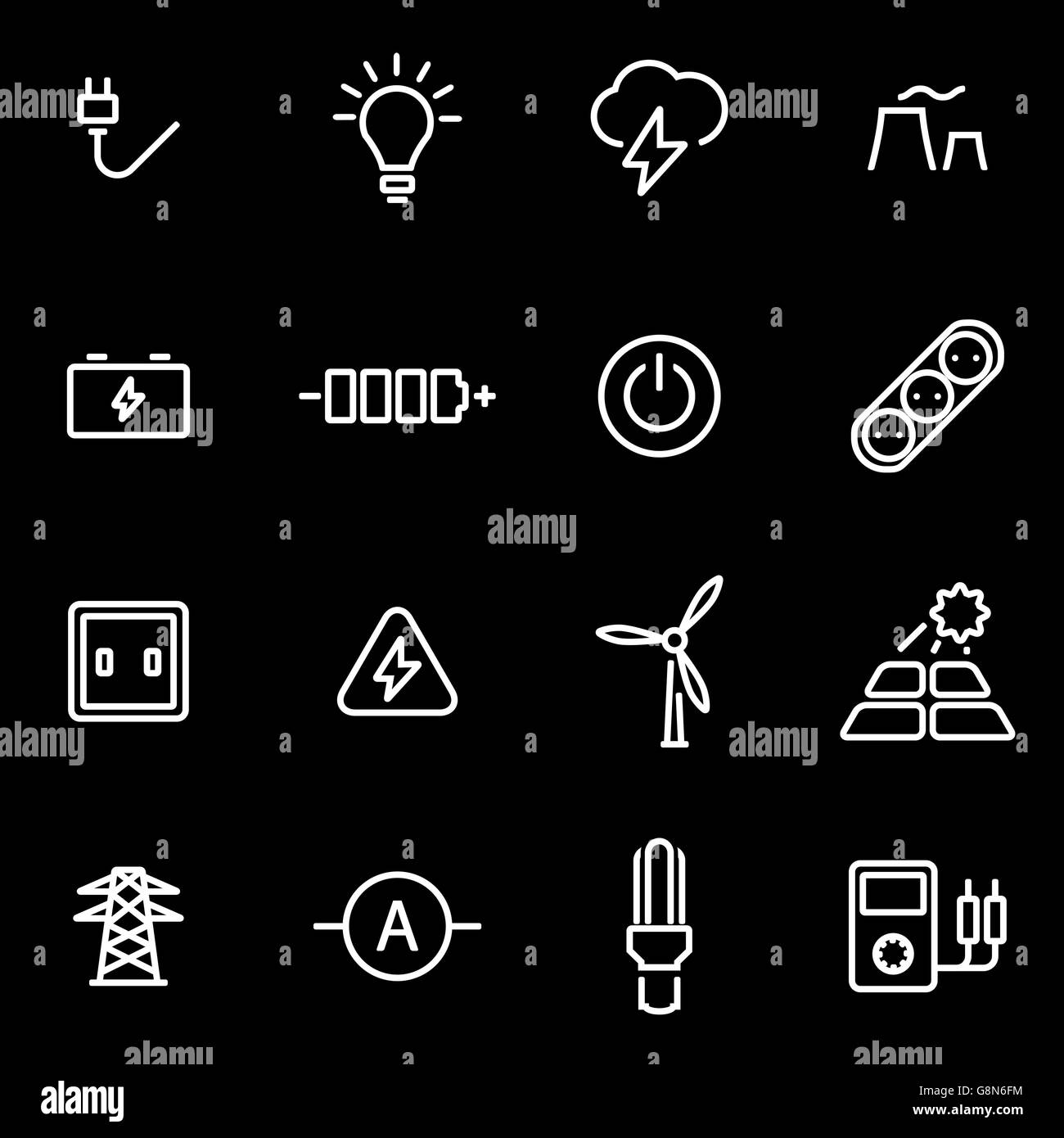 Vector line electricity icon set Stock Vector Image & Art - Alamy