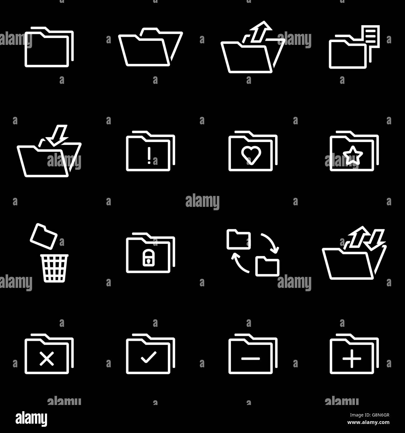 Vector line folder icon set Stock Vector Image & Art - Alamy