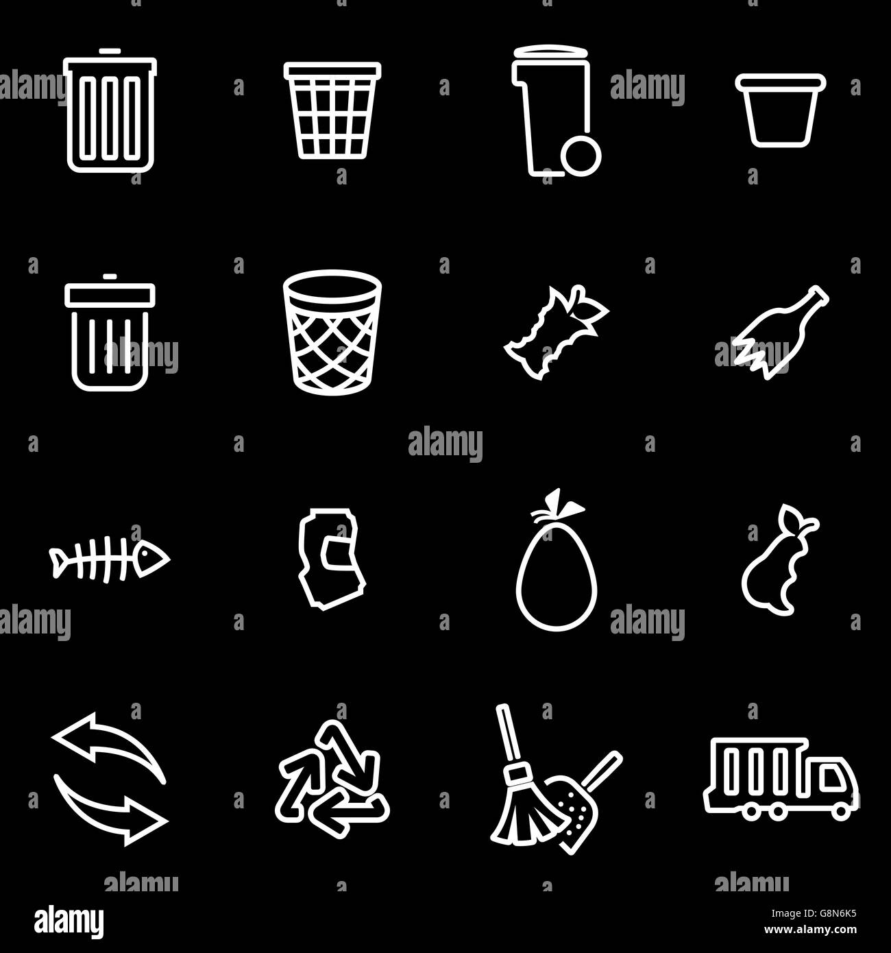 Vector line garbage icon set Stock Vector Image & Art - Alamy